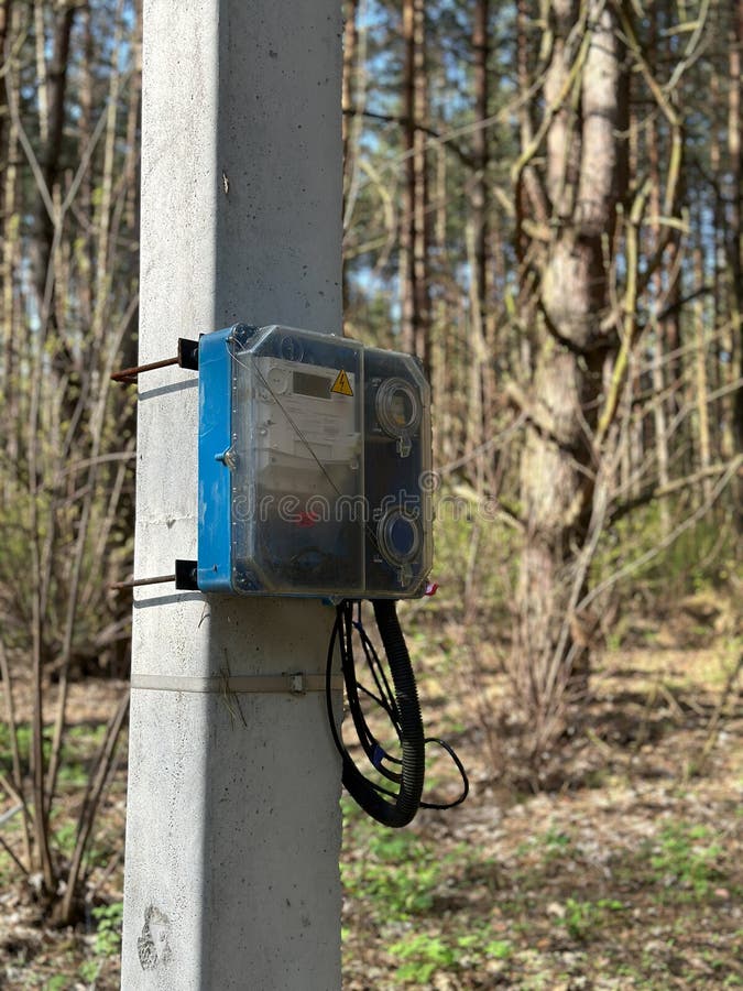 Electrical Distribution Panel in the Middle of the Forest. Electric ...