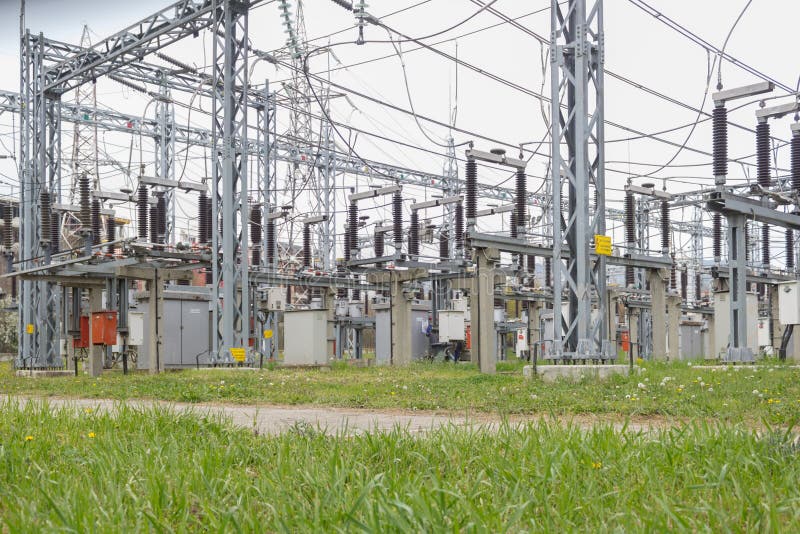 Electrical Distribution Station, Transformers, High-voltage Lines ...