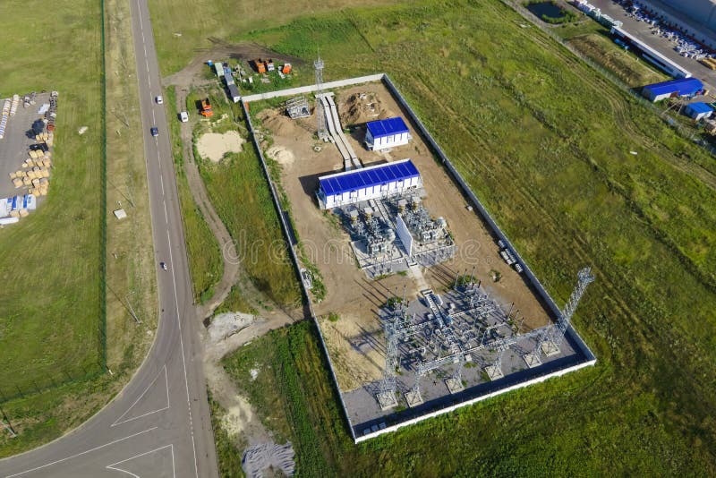 Electrical Distribution Station, Transformers, High-voltage Lines Stock ...