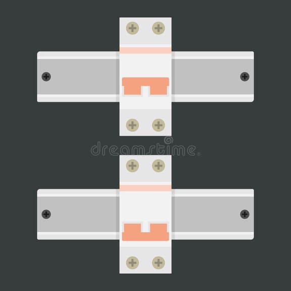 Electrical Double Pole Circuit Breaker in "on" and "OFF" Positions ...