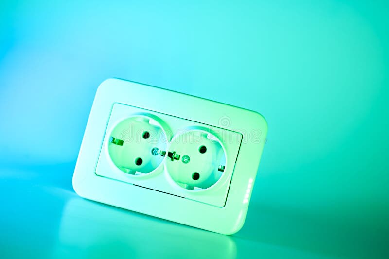Electrical Double Socket for Connecting Devices in Azure Emerald Stock ...