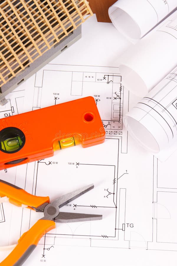 Electrical Diagrams or Drawings, Work Tools and House Under ...