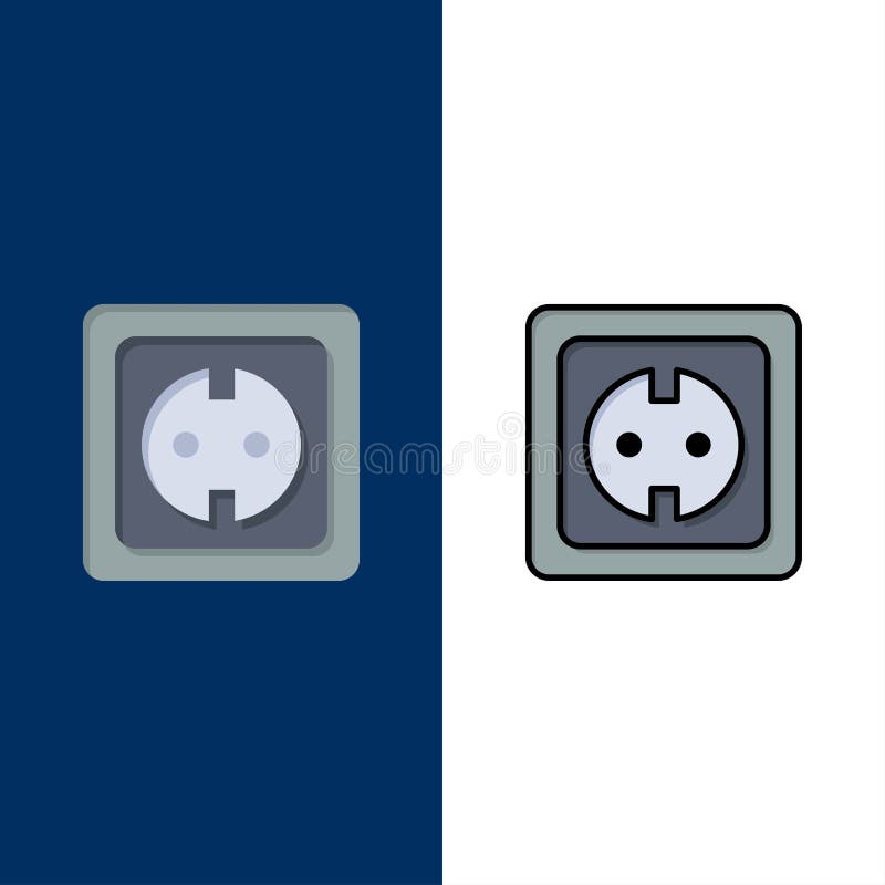 Electrical, Energy, Plug, Power Supply, Socket Icons. Flat and Line ...