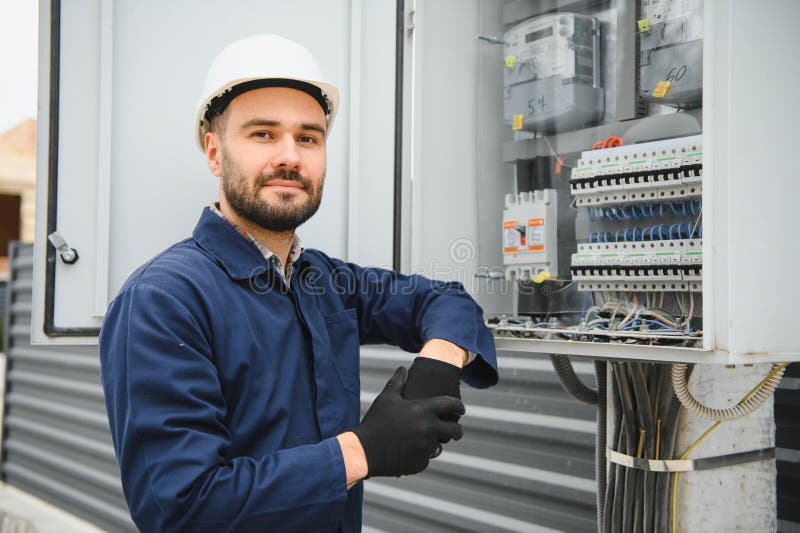 Electrical Engineer Approving Power Distribution Box Installation on ...