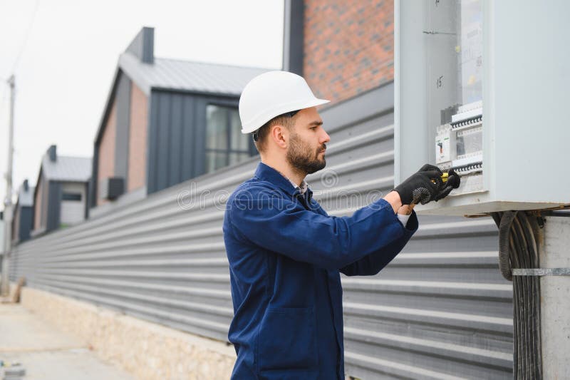 Electrical Engineer Approving Power Distribution Box Installation on ...