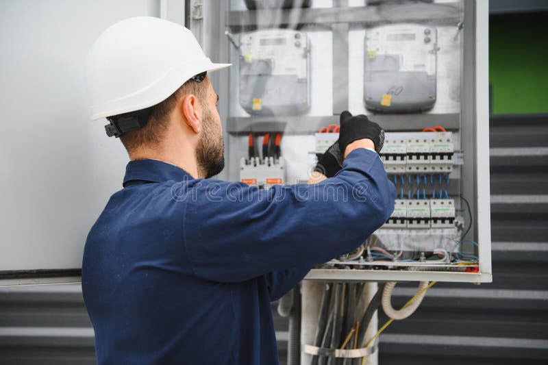 Electrical Engineer Approving Power Distribution Box Installation on ...