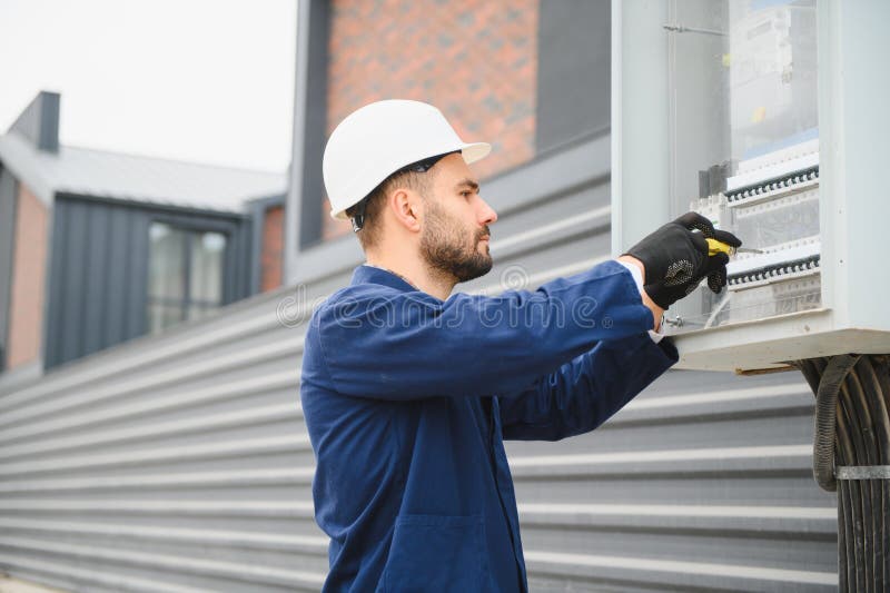 Electrical Engineer Approving Power Distribution Box Installation on ...