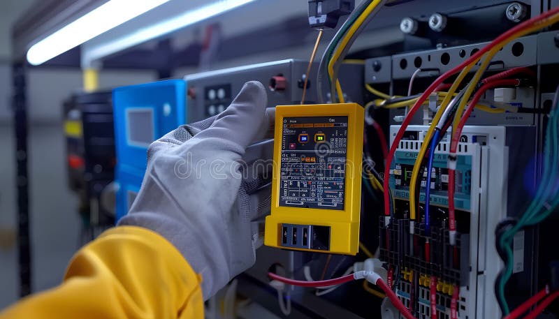 Electrical Engineer Checks an Electrical Circuit on a Control Panel for ...