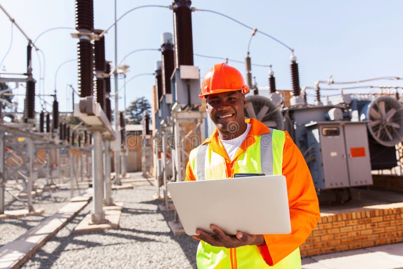 African Electrical Engineer Using Laptop Stock Photo - Image of ...