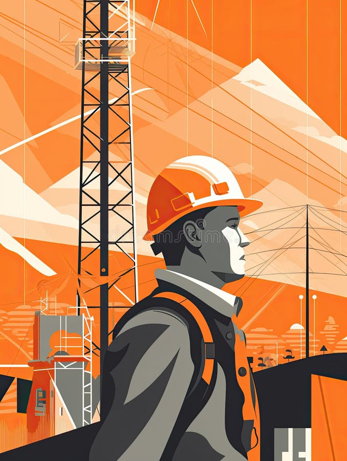 An Electrical Engineer Inspecting a Large Electrical Transmission Tower ...