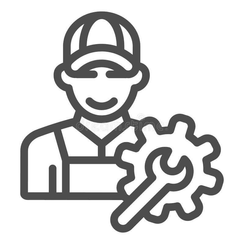 Electrical Engineer Line Icon. Worker Man Vector Illustration Isolated ...