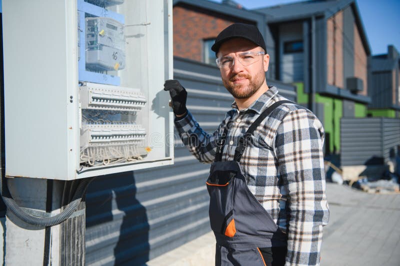 Electrical Engineer Mounting External Power Distribution Box Stock ...