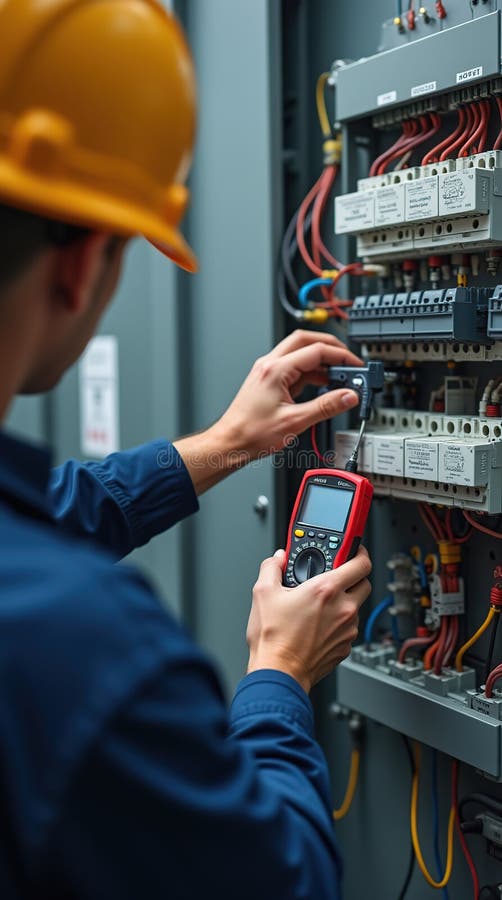 Electrical Engineer Tests Wiring and Installations on Protective Relays ...