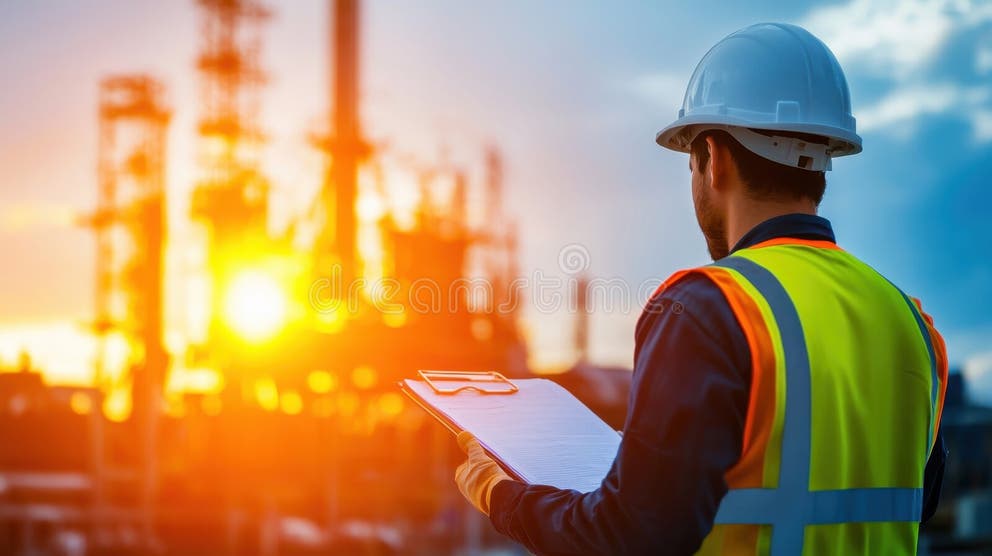 Electrical Engineer Working Checking Power Substation Blueprints ...