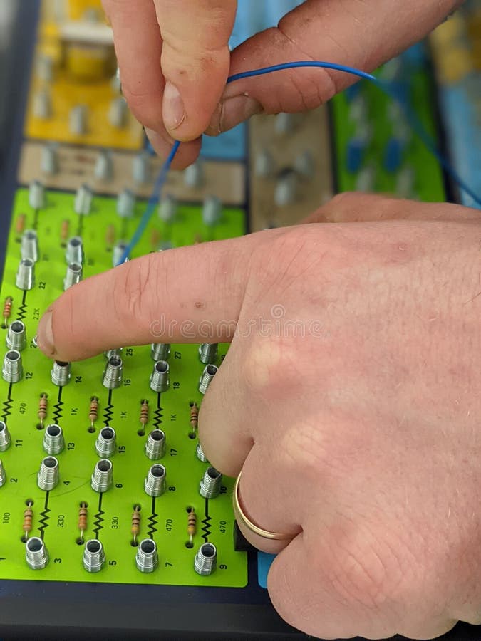 Electrical Engineer Working on a Circuit Board Closeup Stock Image ...