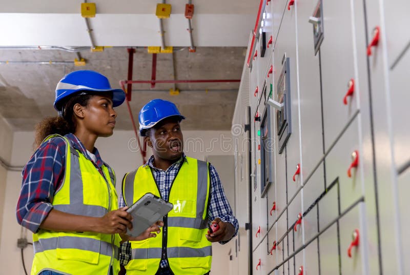 Electrical Engineer Working in Control Room. Electrical Engineer Man ...
