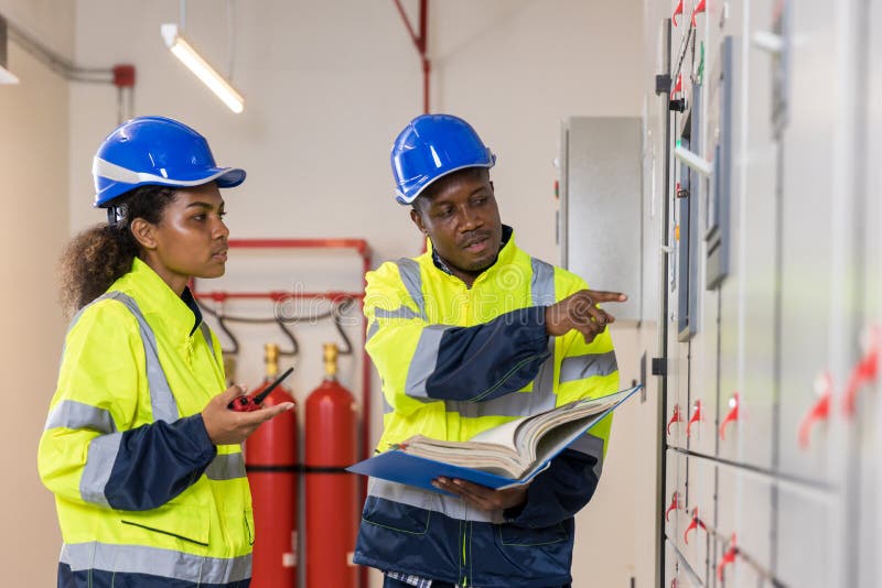 Electrical Engineer Working in Control Room. Electrical Engineer Man ...