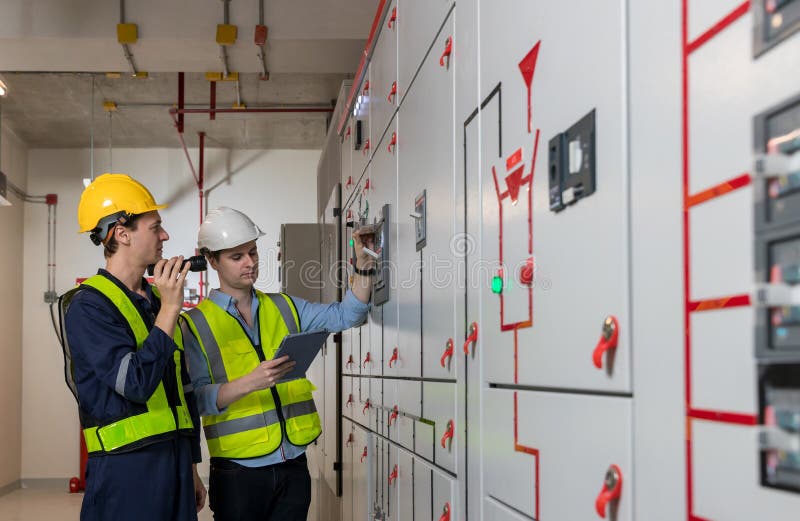Electrical Engineer Working in Control Room. Electrical Engineer Man ...