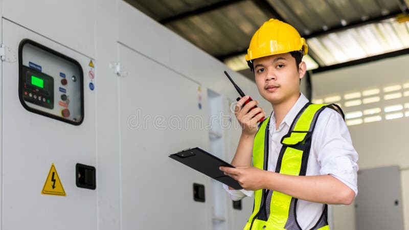 Electrical Engineer Working in Control Room. Electrical Engineer Man ...