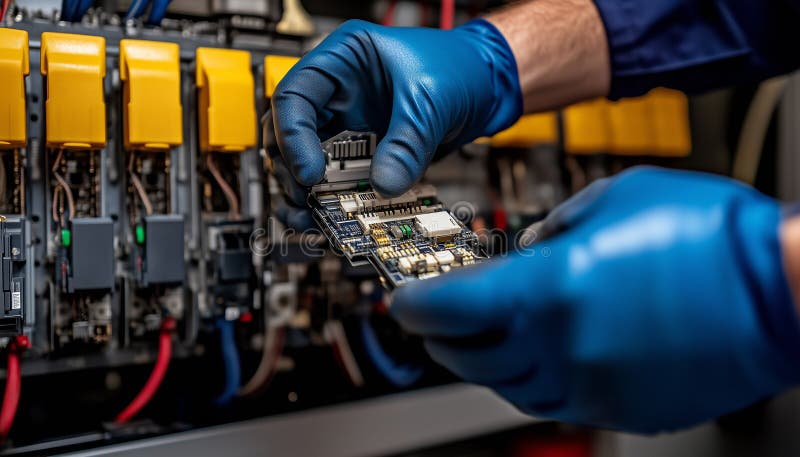 Electrical Engineer Working on an Electrical Installation Stock ...