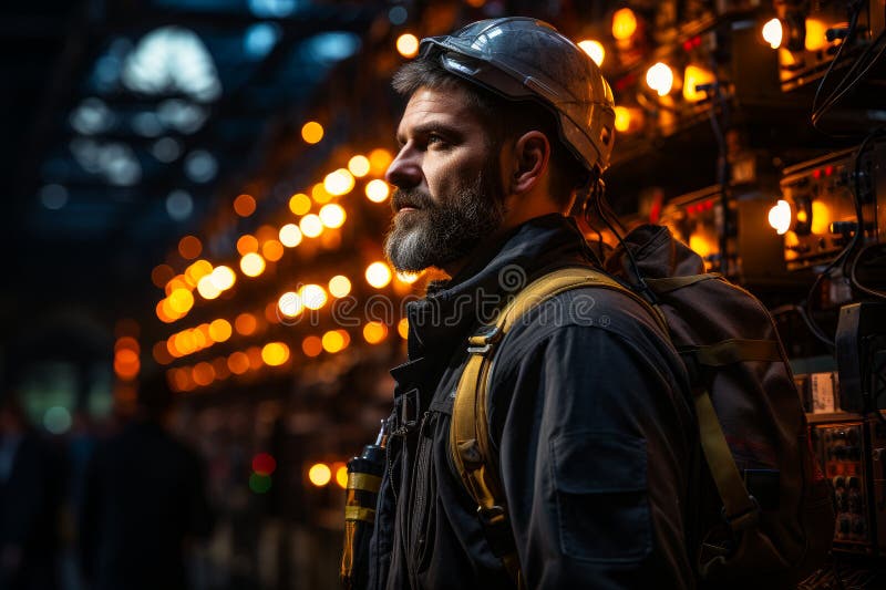 Electrical Engineer Working in Helmet. Industrial Worker Techician in ...