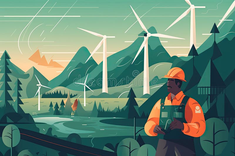 Electrical Engineer Working on a Renewable Energy Project, Wind Turbine ...