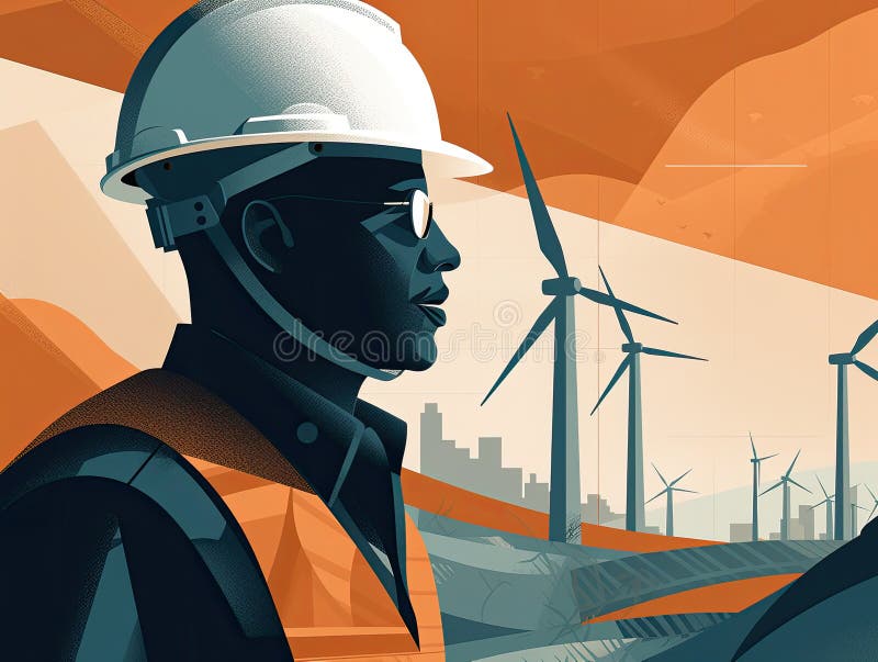 Electrical Engineer Working on a Renewable Energy Project, Wind Turbine ...