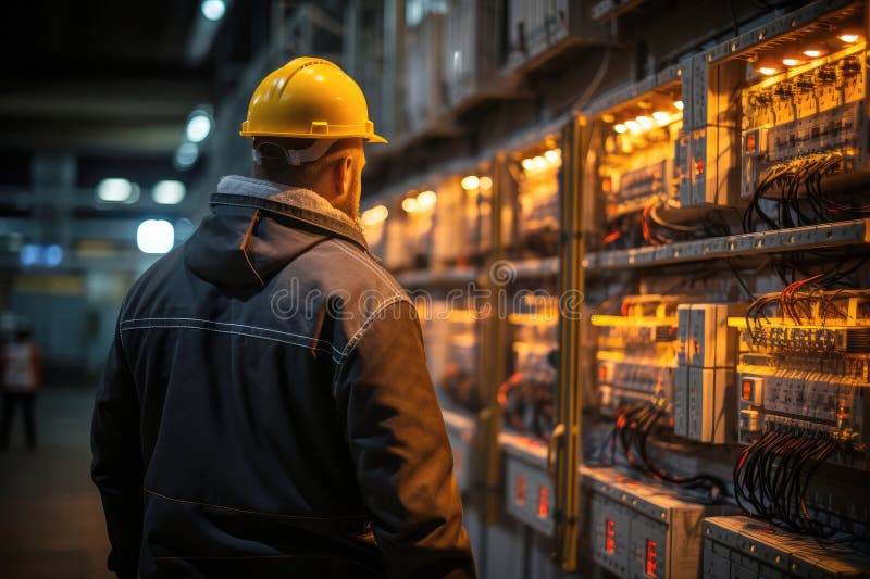 Electrical Engineer Working at an Electrical Substation. AI Generated ...
