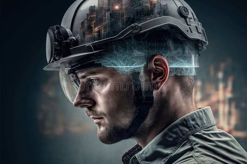 Wondrous Engineer Portrait and Electric Circuit or Wire Pattern Double ...