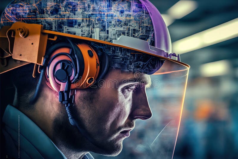 Wondrous Engineer Portrait and Electric Circuit or Wire Pattern Double ...