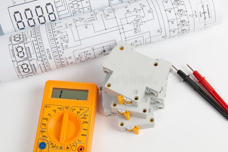 Electrical Engineering Drawings, Circuit Breaker and Digital Multimeter ...