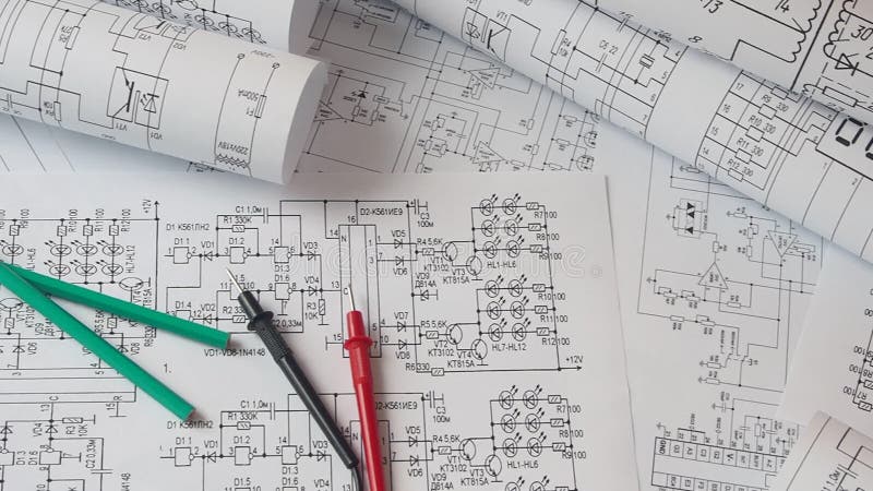 Drawings for Engineering Work on Project and Calculations Stock Footage - Video of industry ...
