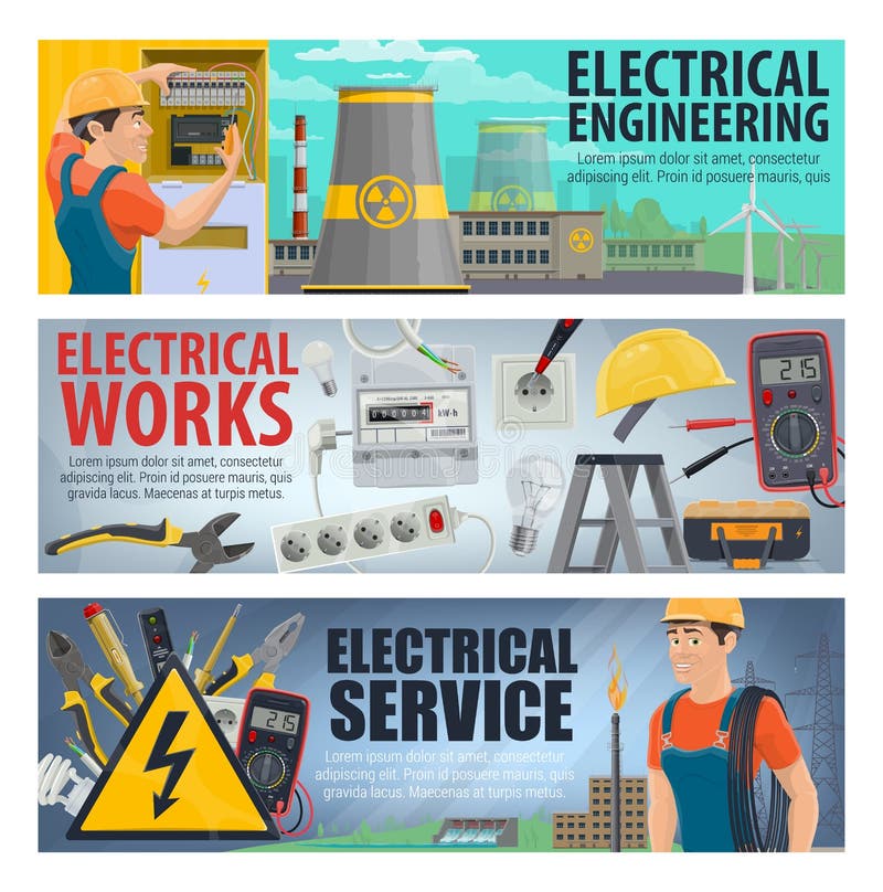 Electrical Engineering, Electricity Work Tools Stock Vector ...