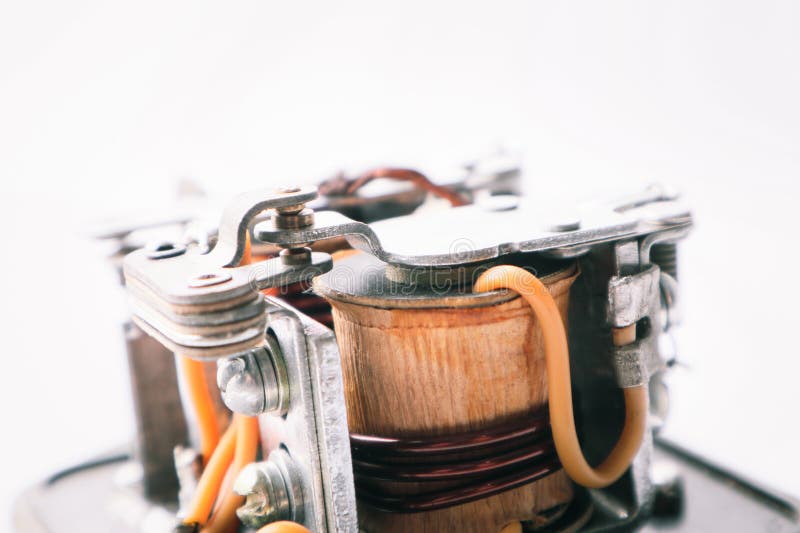 Electrical Engineering. Old Vintage Relay with Copper Coil. Obsolete ...