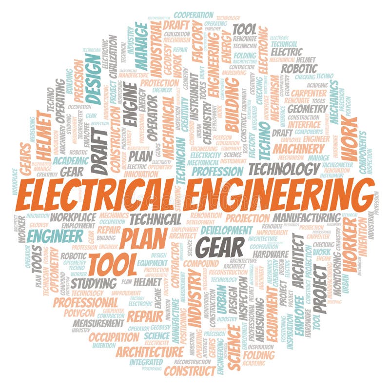 Electrical Engineering Typography Word Cloud Create with the Text only Stock Illustration ...