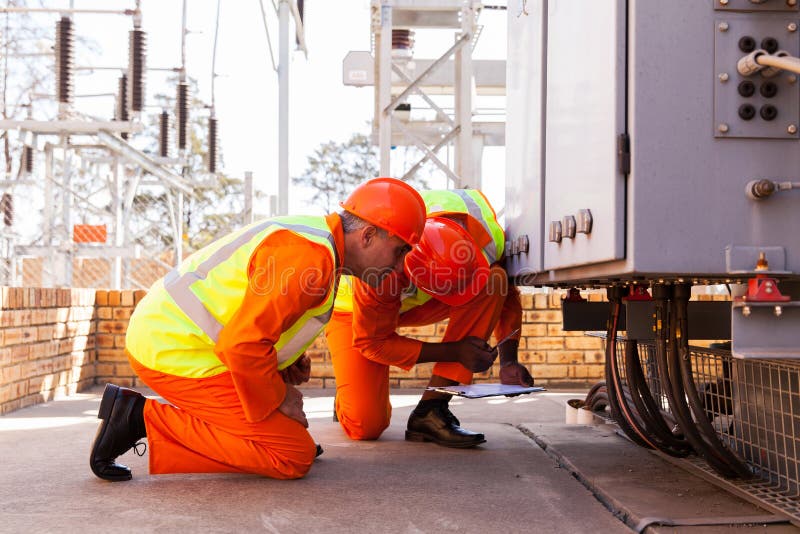 Electrical Engineers Substation Stock Image - Image of electrician ...