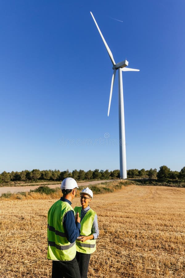 Electrical Engineers at Windmill Farm Checking the Operation of One of ...