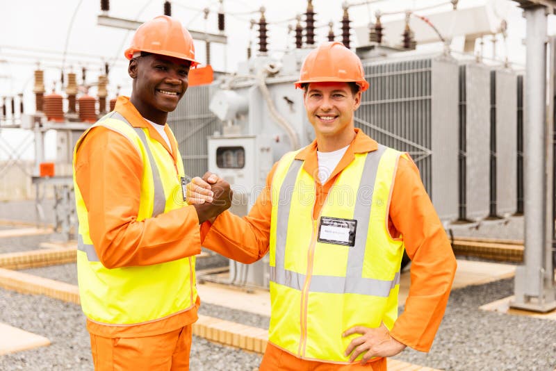 Electrical Engineers Working Stock Image - Image of hardhat, helmet ...