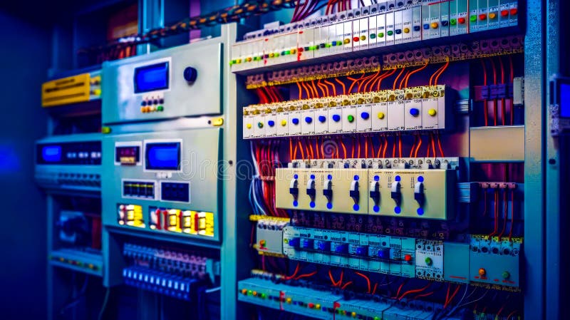 Electrical Equipment in Control Room. Generative AI Stock Illustration ...