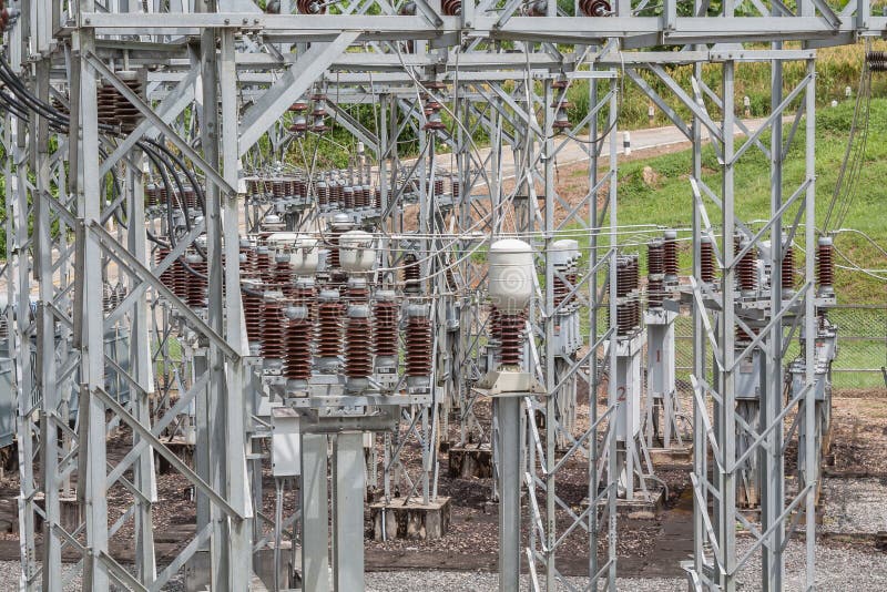 Electrical Equipment in Outdoor Substation Stock Photo - Image of wire ...