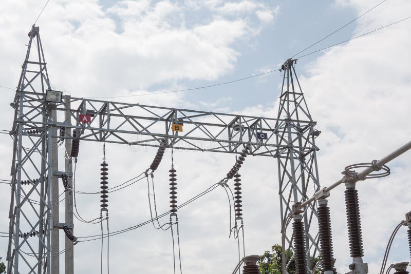 Electrical Equipment in Outdoor Substation Stock Image - Image of ...