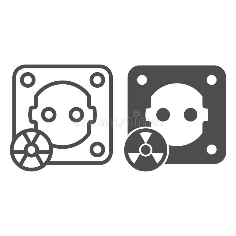 Electrical Euro Socket Line and Solid Icon, Atomic Energy Concept ...