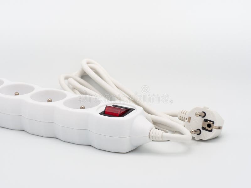Electrical Extension Cord on a White Background, Power Board Stock ...