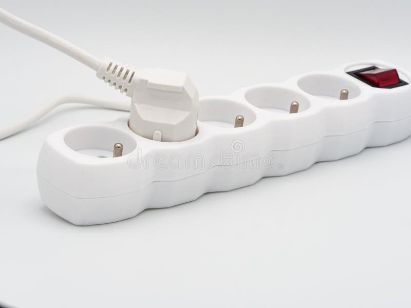 Electrical Extension Cord on a White Background, Power Board Stock ...