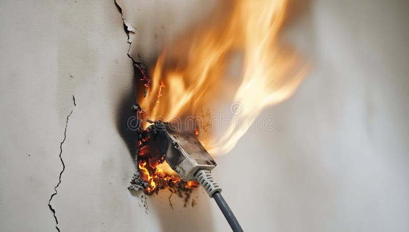 Electrical Fire Hazard Burning Wall Outlet Damaged High Quality Image ...