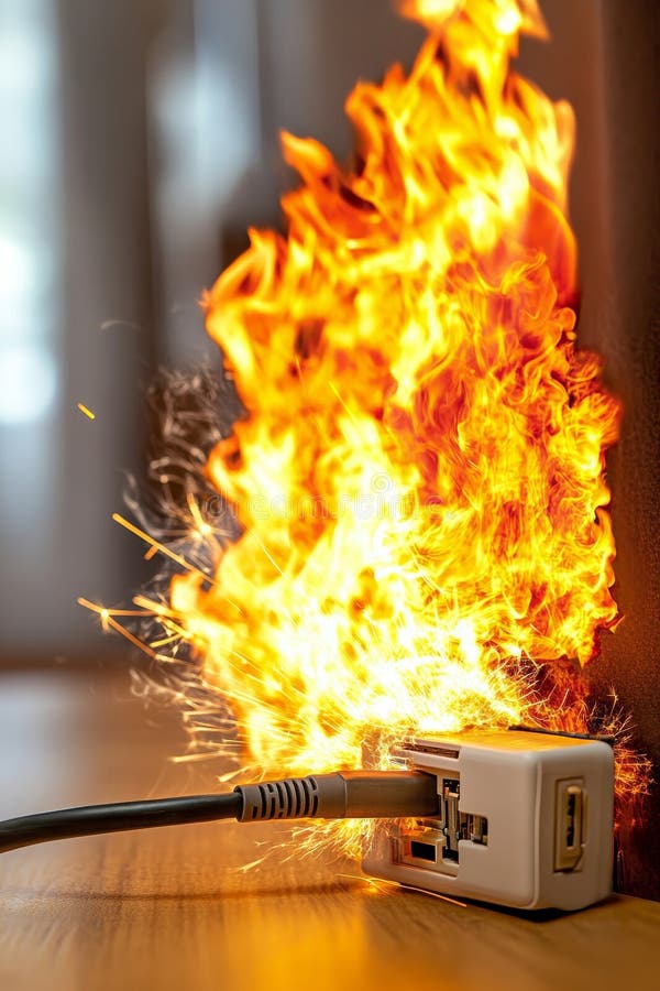 Electrical Fire Hazard Phone Charger Short Circuiting in Wall Socket ...