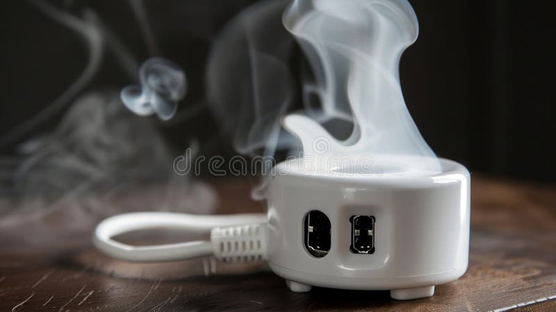 Electrical Fire Risk, Smoke Rising from Indoor Plug. Generative Ai ...