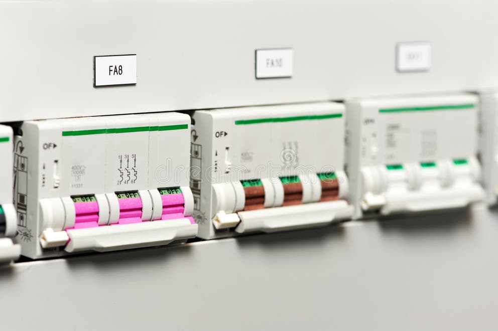 Electrical Fuseboxes and Power Lines Switchers Stock Photo - Image of ...