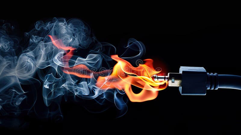 Electrical Hazard, Flames and Smoke Emanating from Plug. Generative Ai ...