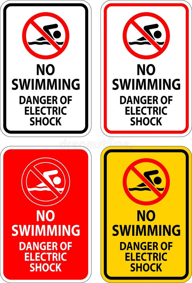 Electrical Hazard Sign No Swimming, Danger of Electric Shock Stock ...